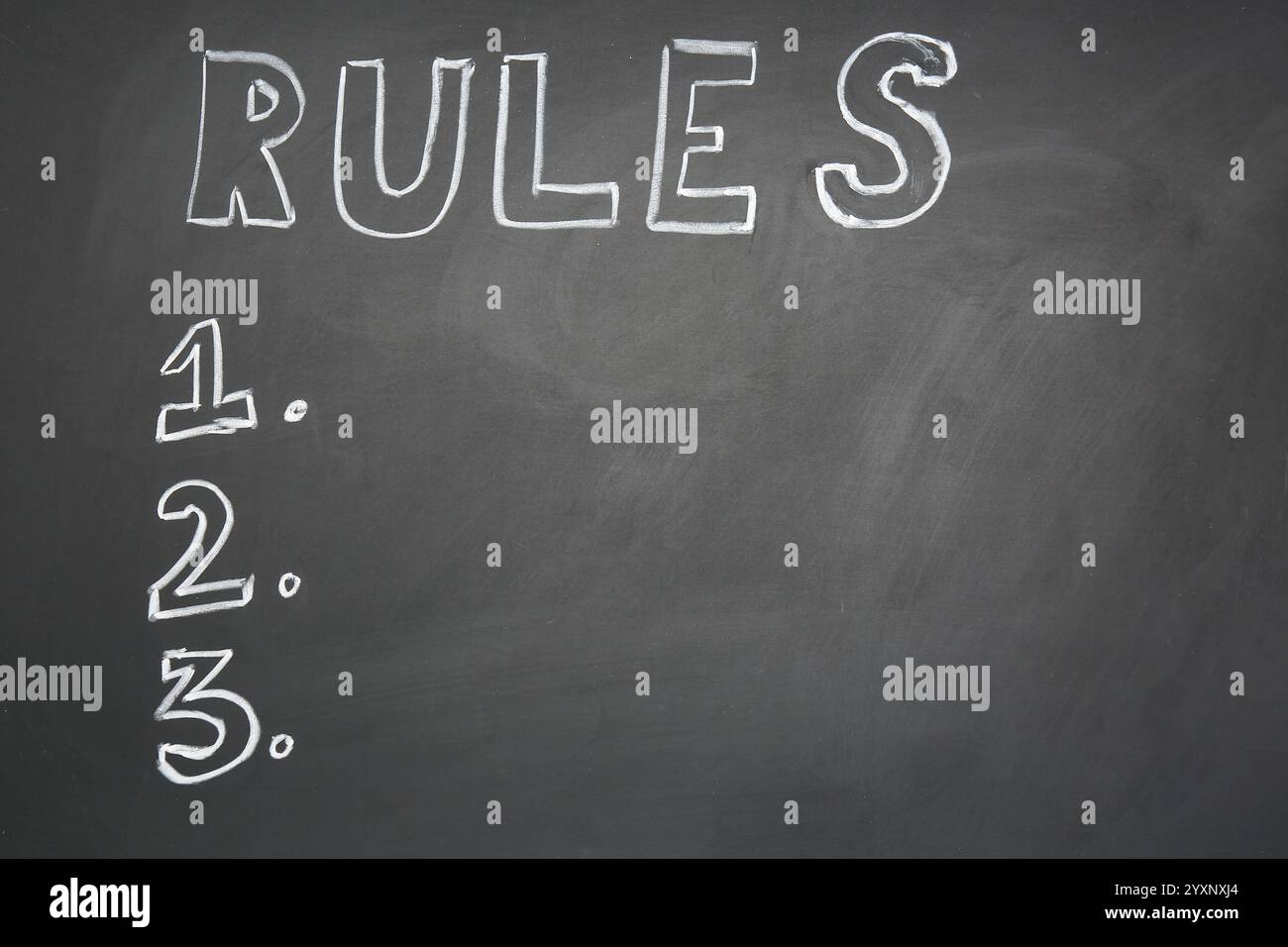 Blank list of rules on blackboard, top view Stock Photo - Alamy