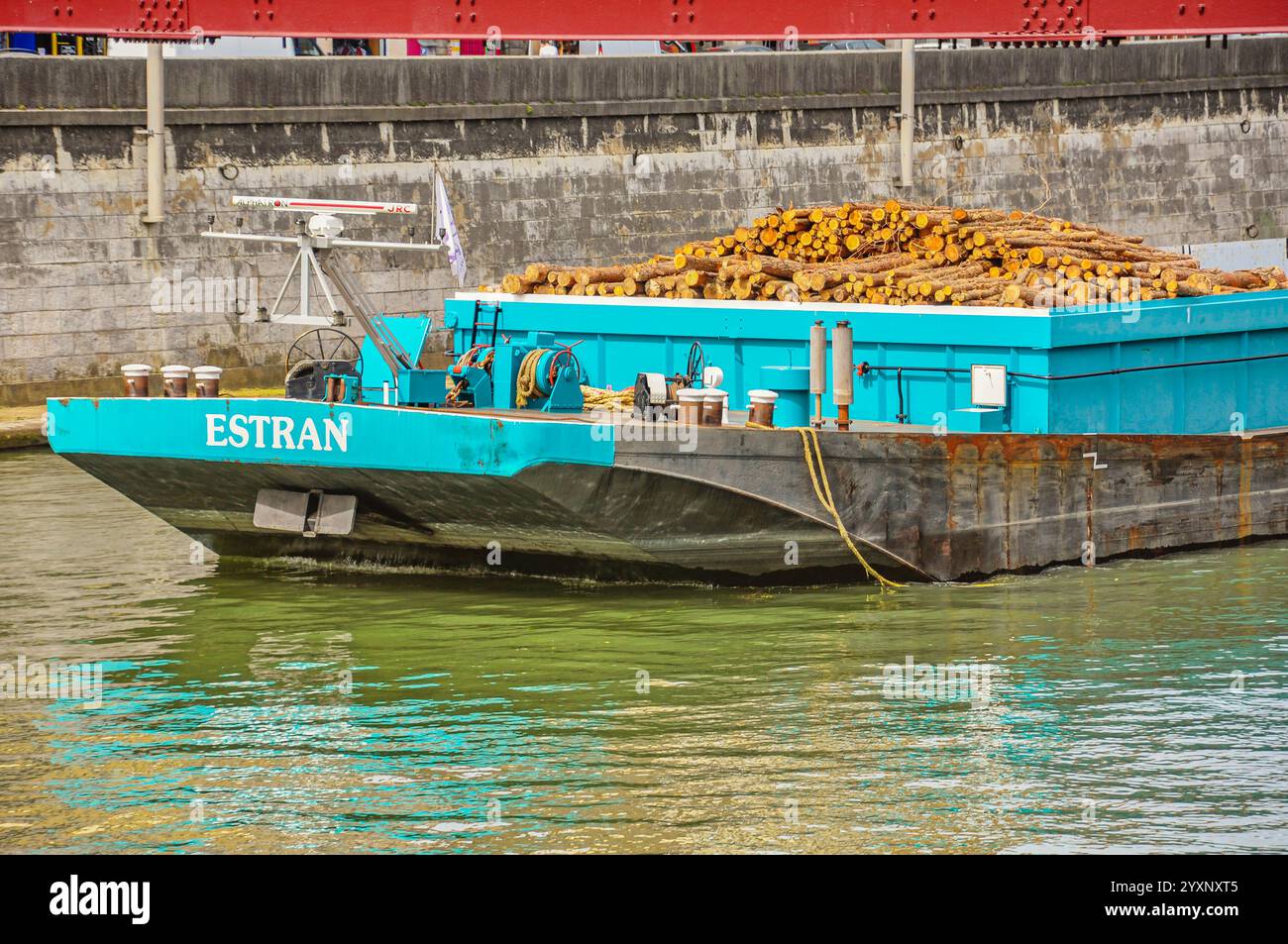 Majestic River Trade: Grand Barges on the Saône in Lyon Stock Photo - Alamy