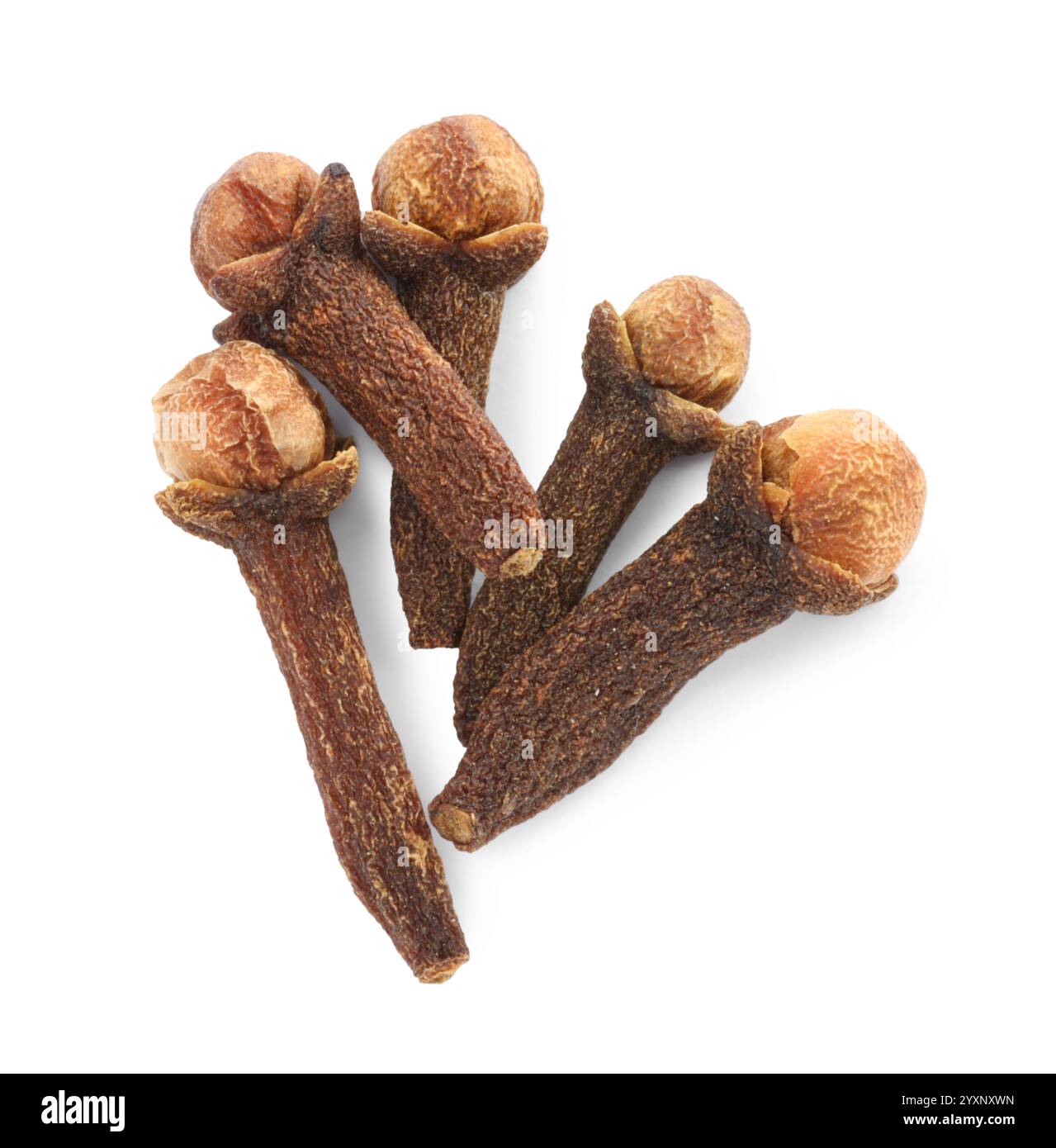 Dry clove buds on white background, top view. Aromatic spice Stock ...