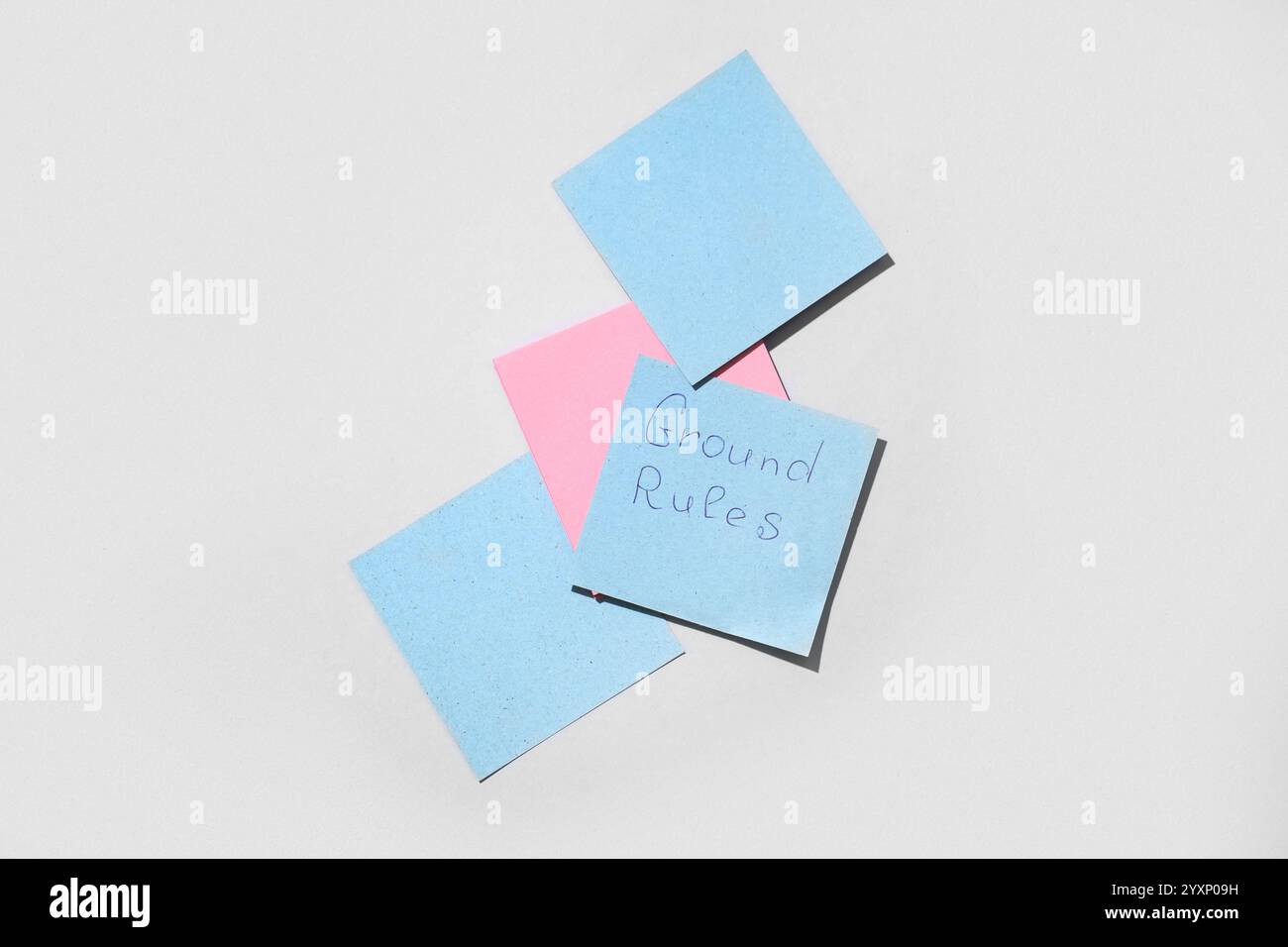 Sticky notes with text GROUND RULES on light background Stock Photo - Alamy