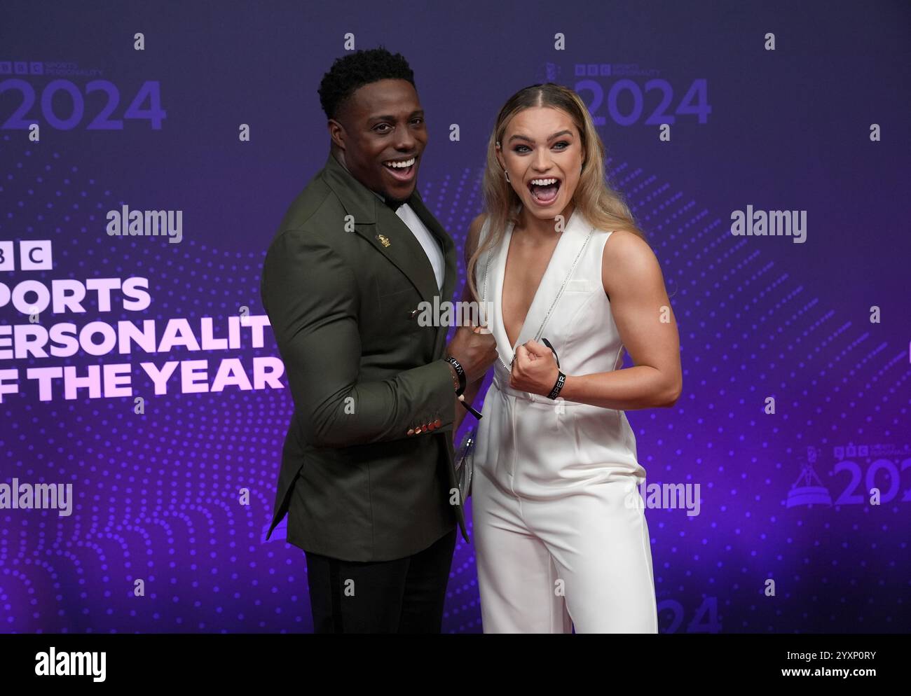 Harry Aikines-Aryeetey and Jodie Ounsley arriving for the 2024 BBC ...