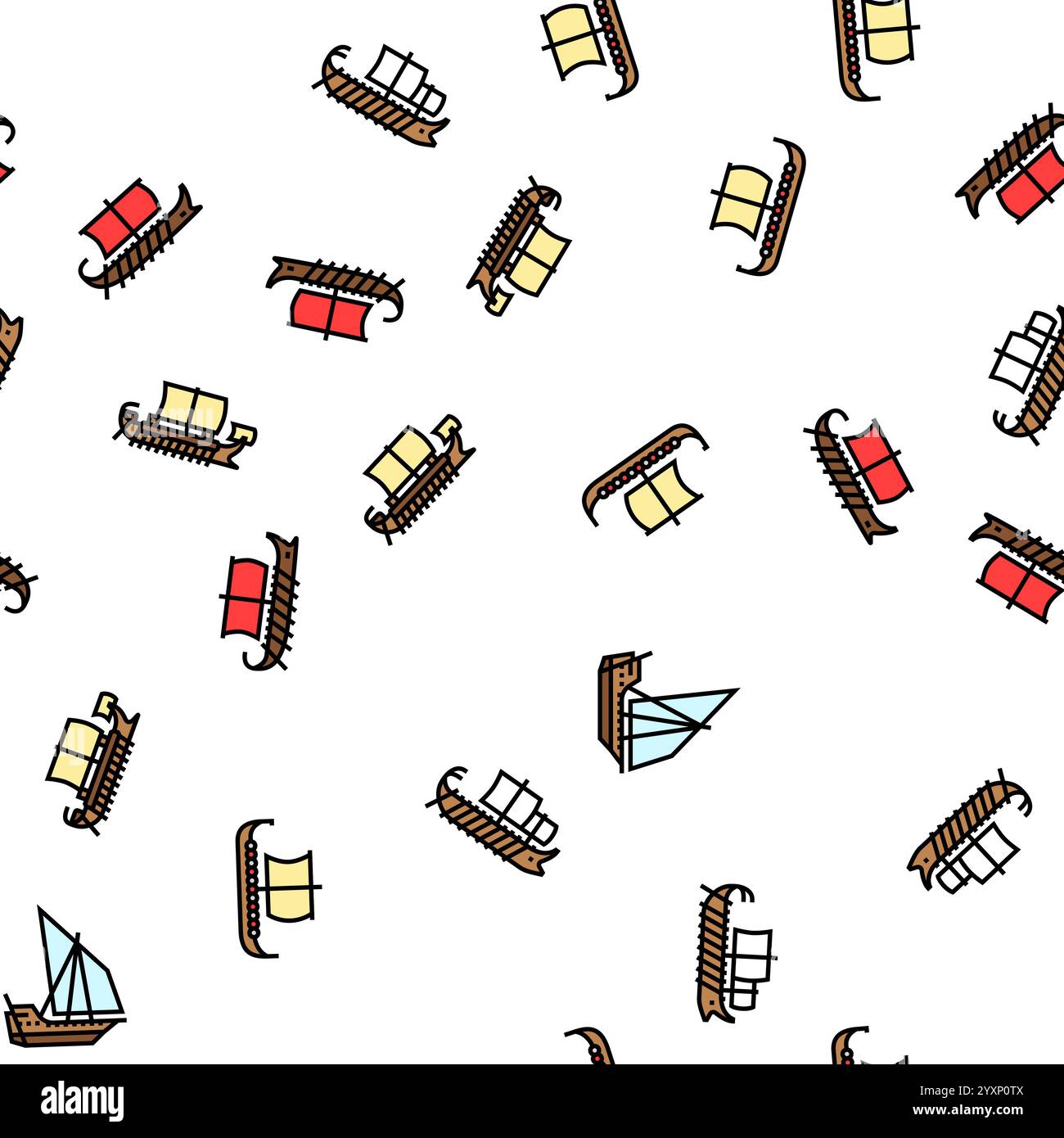 ancient ship maritime vessel seamless pattern vector Stock Vector Image ...