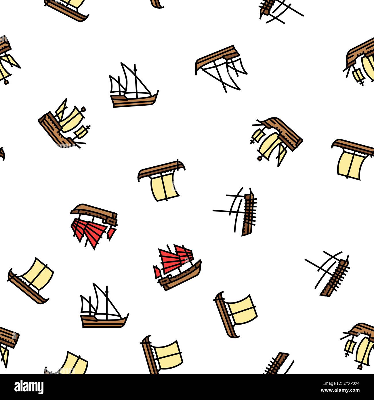 ancient ship maritime vessel seamless pattern vector Stock Vector Image ...