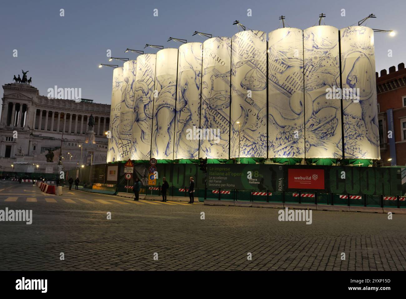 A VIEW OF THE MURAL ABOVE THE SILOS OF THE METRO LINE C CONSTRUCTION ...