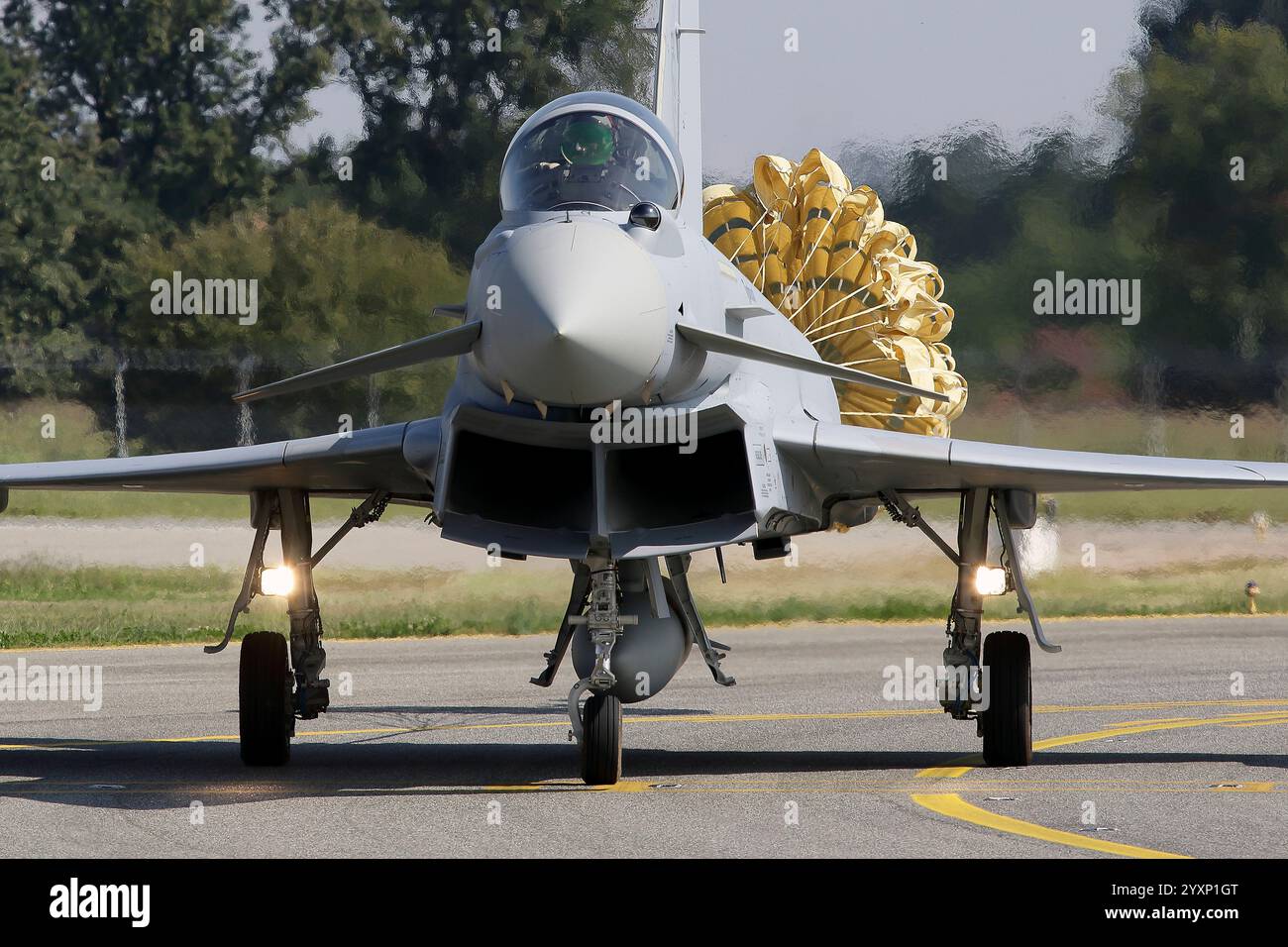 An EF-2000 Typhoon of the Kuwait Air Force with its drag chute deployed ...