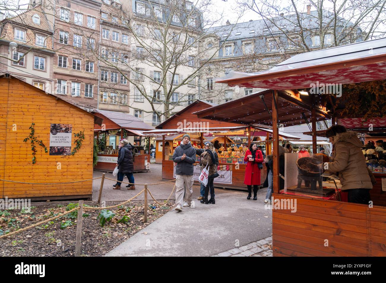 Strasbourg, France - December 6, 2024: Booths and stalls at a Christmas ...