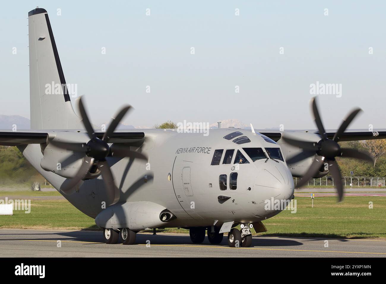 A C27J Spartan of the Kenya Air Force taxiing on runway Stock Photo - Alamy