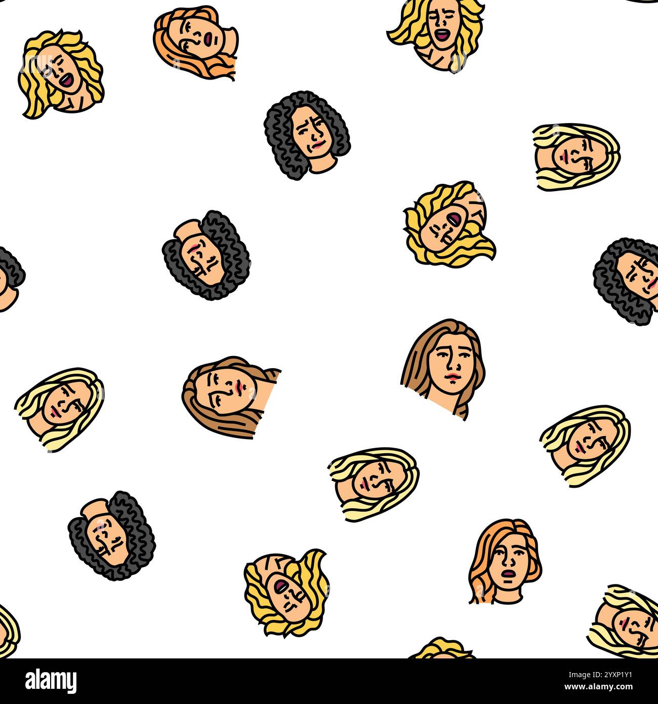 facial expression female smile seamless pattern vector Stock Vector ...