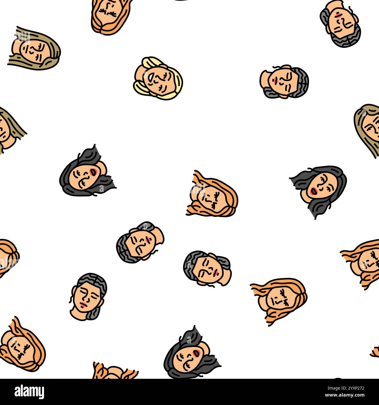 facial expression female smile seamless pattern vector Stock Vector ...