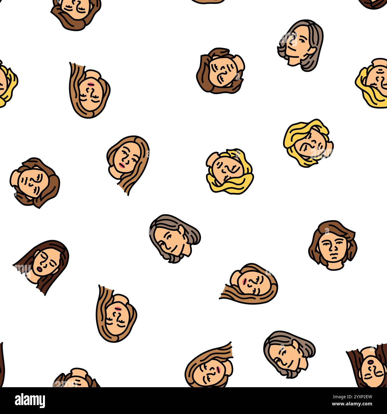 facial expression female smile seamless pattern vector Stock Vector ...