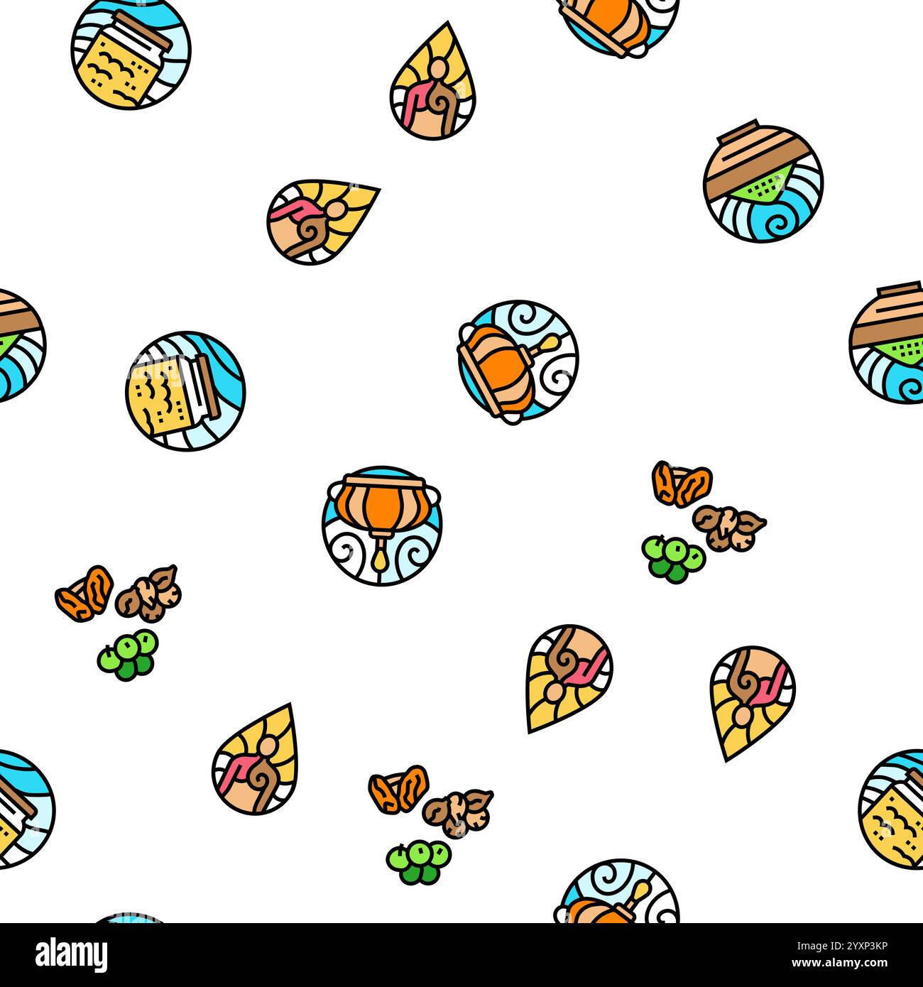 ayurveda dosha vata pitta vector seamless pattern thin line ...