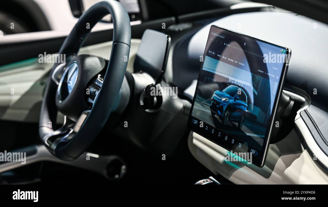 Berlin, Germany. 06th Dec, 2024. The cockpit of a BYD Atto 3 car in the ...
