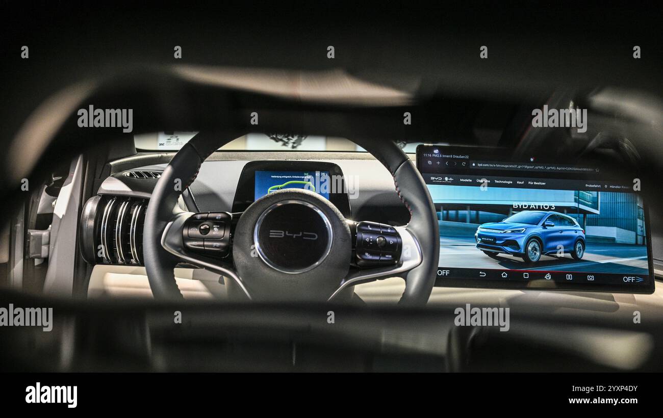 Berlin, Germany. 06th Dec, 2024. The cockpit of a BYD Atto 3 car in the ...