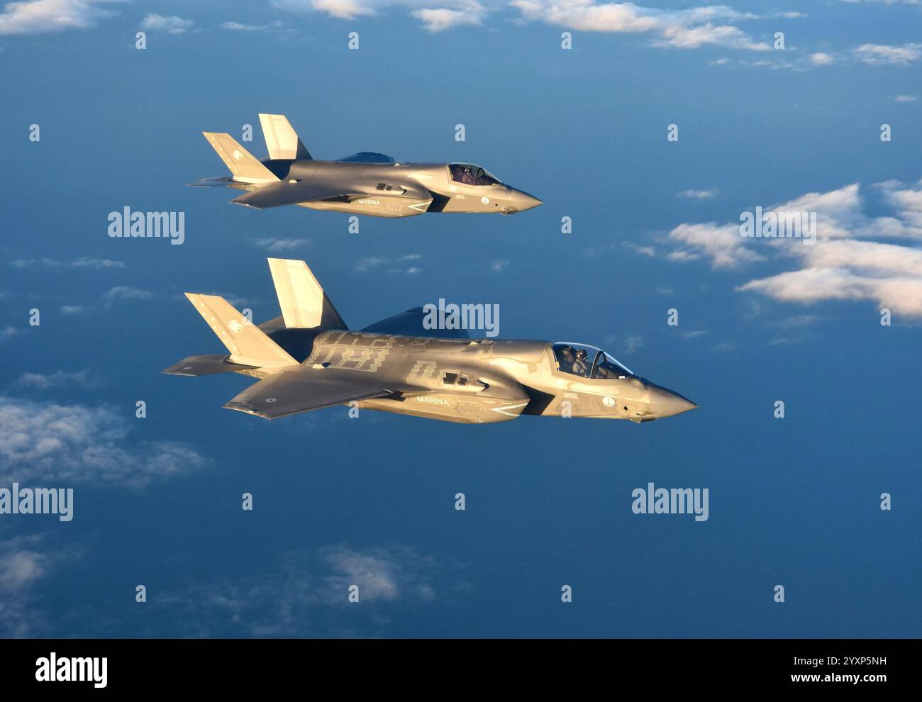 Italian Navy F-35B jets in flight over the Mediterranean Stock Photo ...