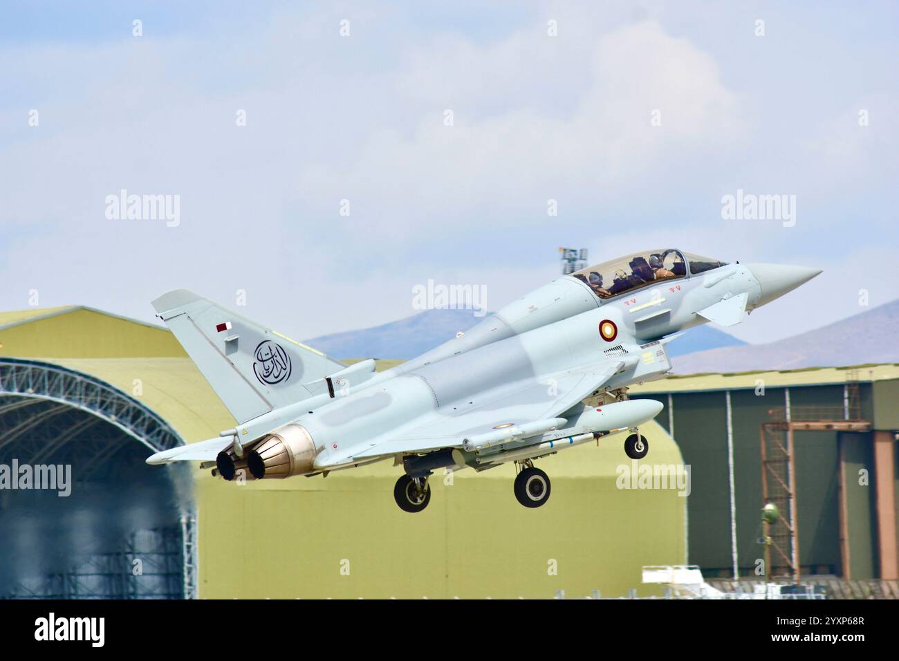 Qatar Emiri Air Force EF2000 Typhoon taking off during exercise ...