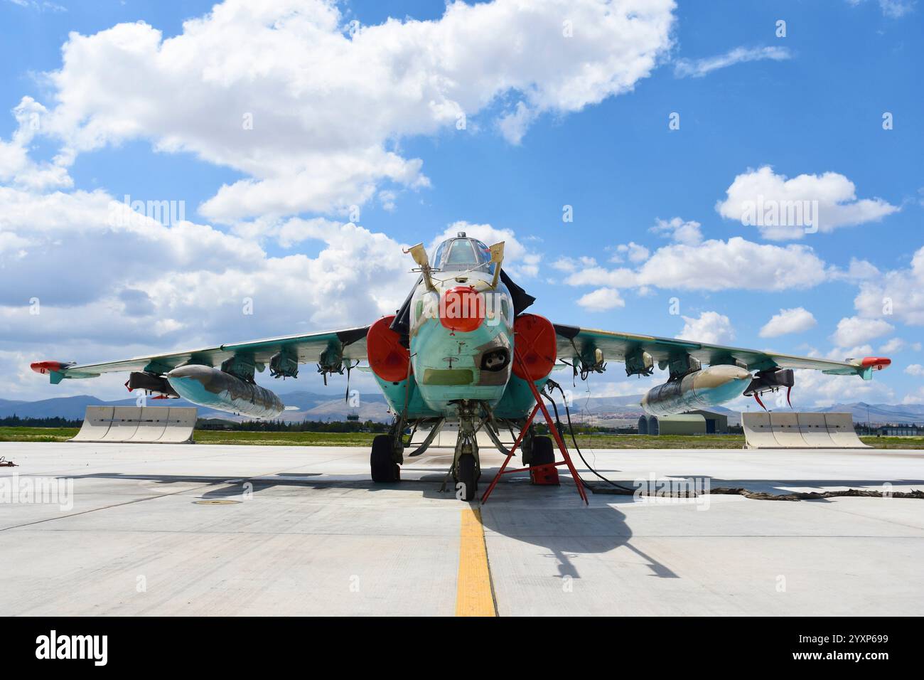 Azerbaijani Air Force Su-25 jet on the ramp at Konya Air Base, Turkey ...