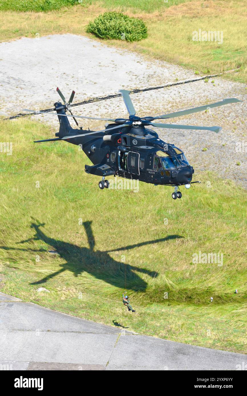 Italian Air Force HH-101A helicopter during rescue training operations ...