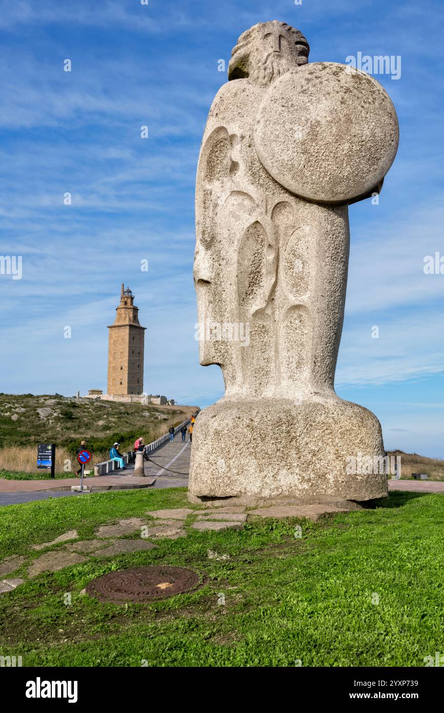 Stone statue of Breogan, Celtic Warrior, A Coruna, La Coruna, Galicia ...