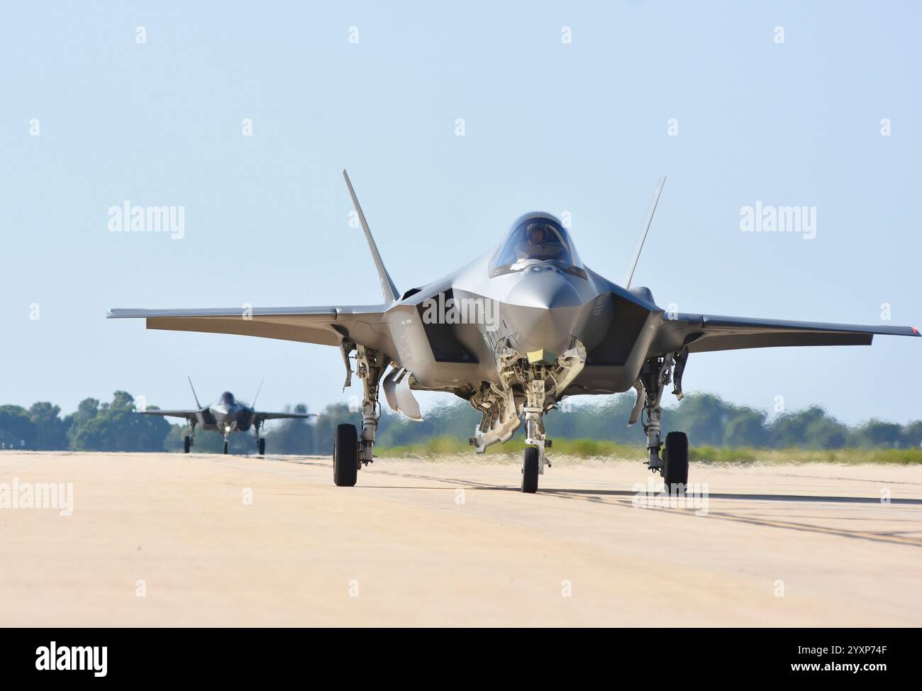 Two Italian Air Force F-35A aircraft taxiing on the flight line Stock ...