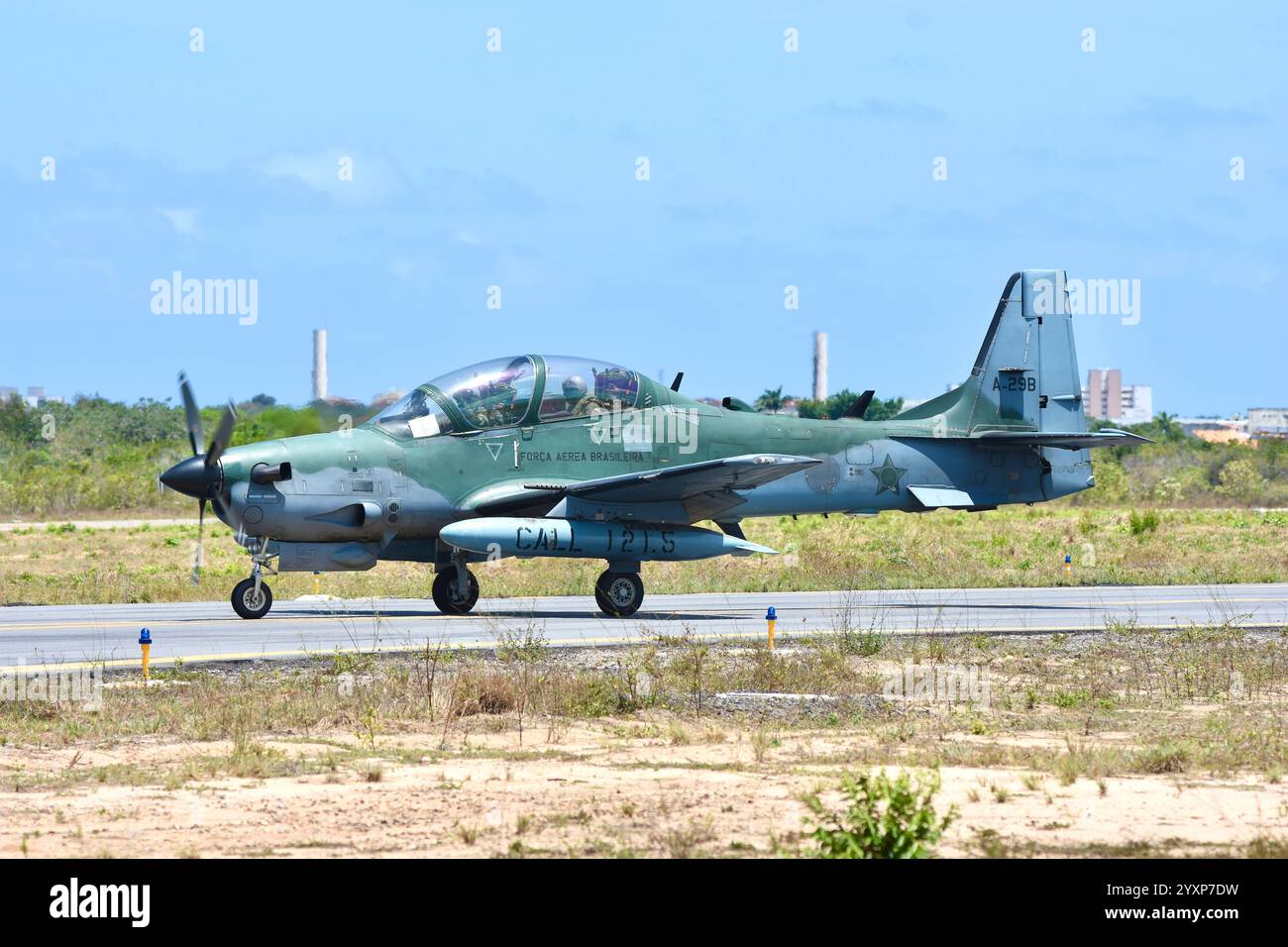 An A-29B Super Tucano of the Brazilian Air Force taxiing Stock Photo ...