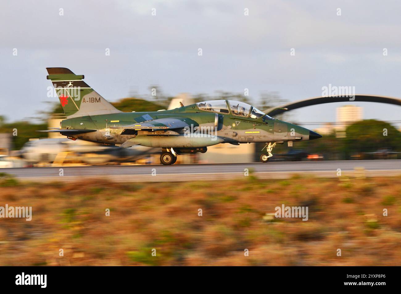 An A-1BM of the Brazilian Air Force landing on runway Stock Photo - Alamy