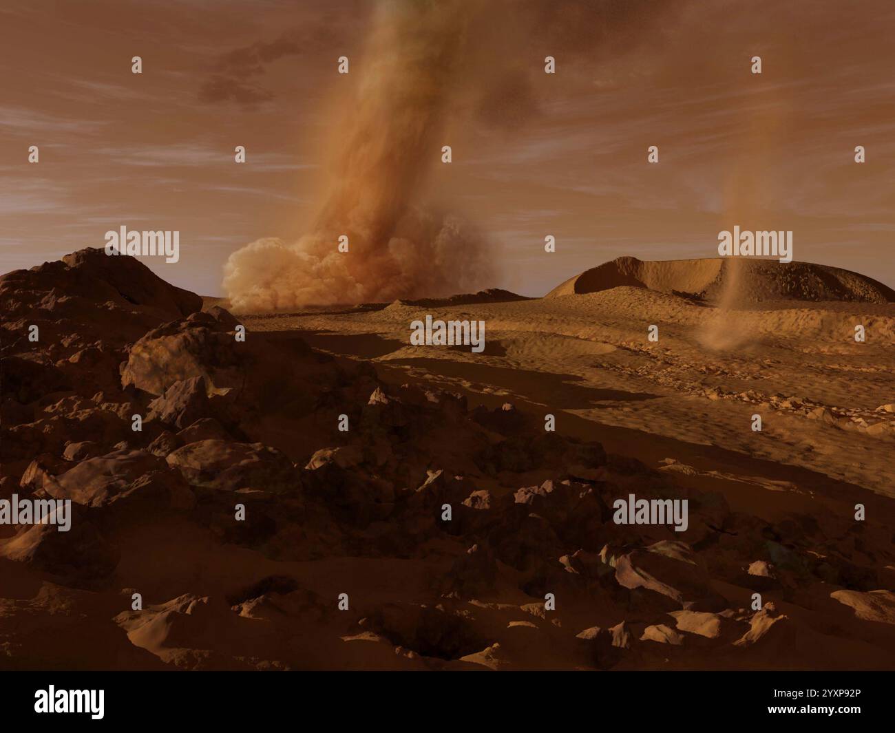 Towering dust devils keep the Martian atmosphere filled with fine dust ...