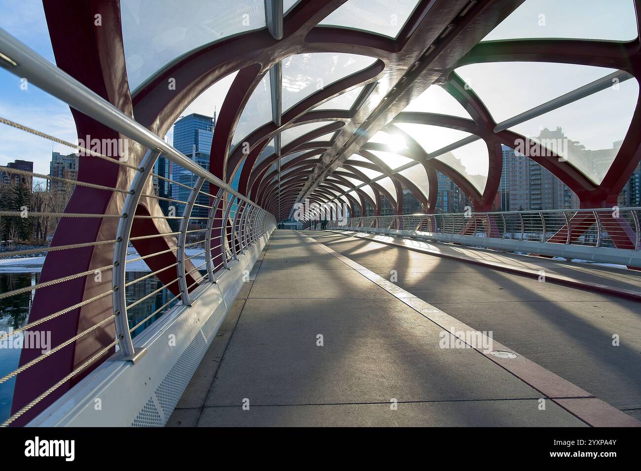 Peace Bridge by Santiago Calatrava over the Bow River to Downtown ...