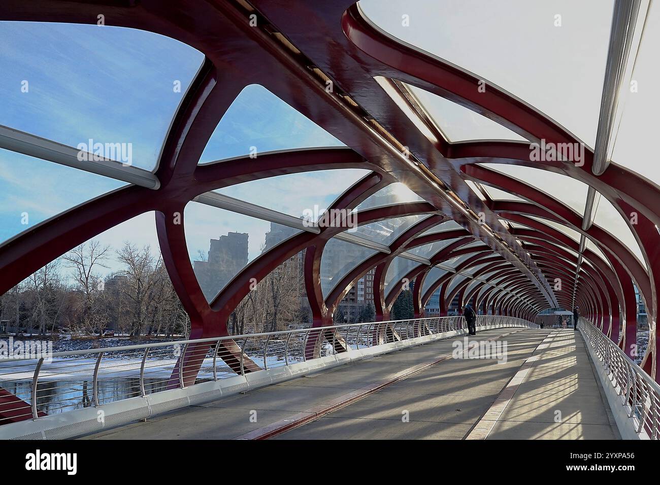Calgary Canada - 29 December 2023 - Peace Bridge over Bow River to ...