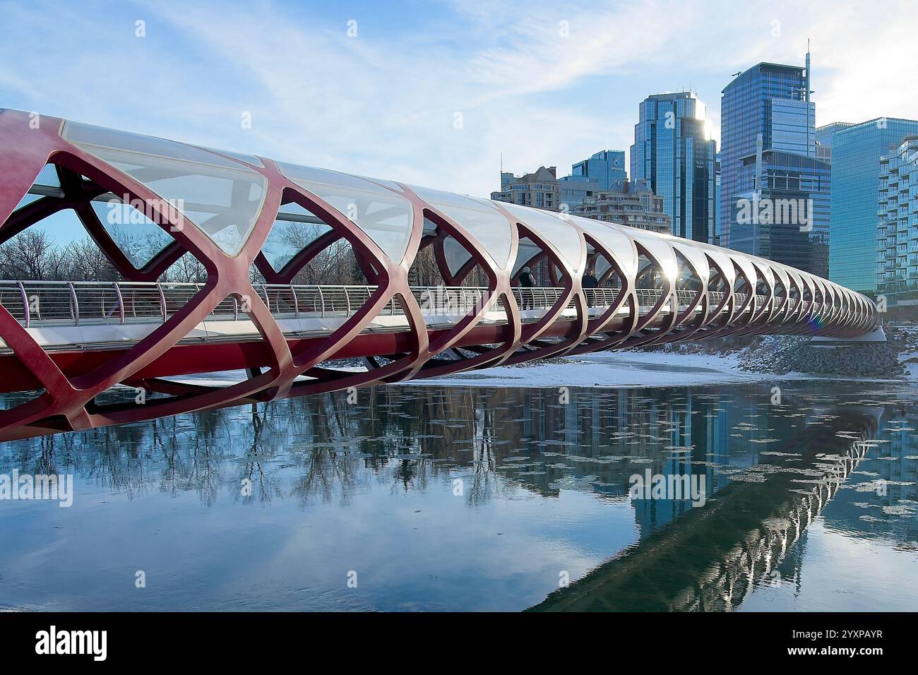 Peace Bridge by Santiago Calatrava over the Bow River to Downtown ...