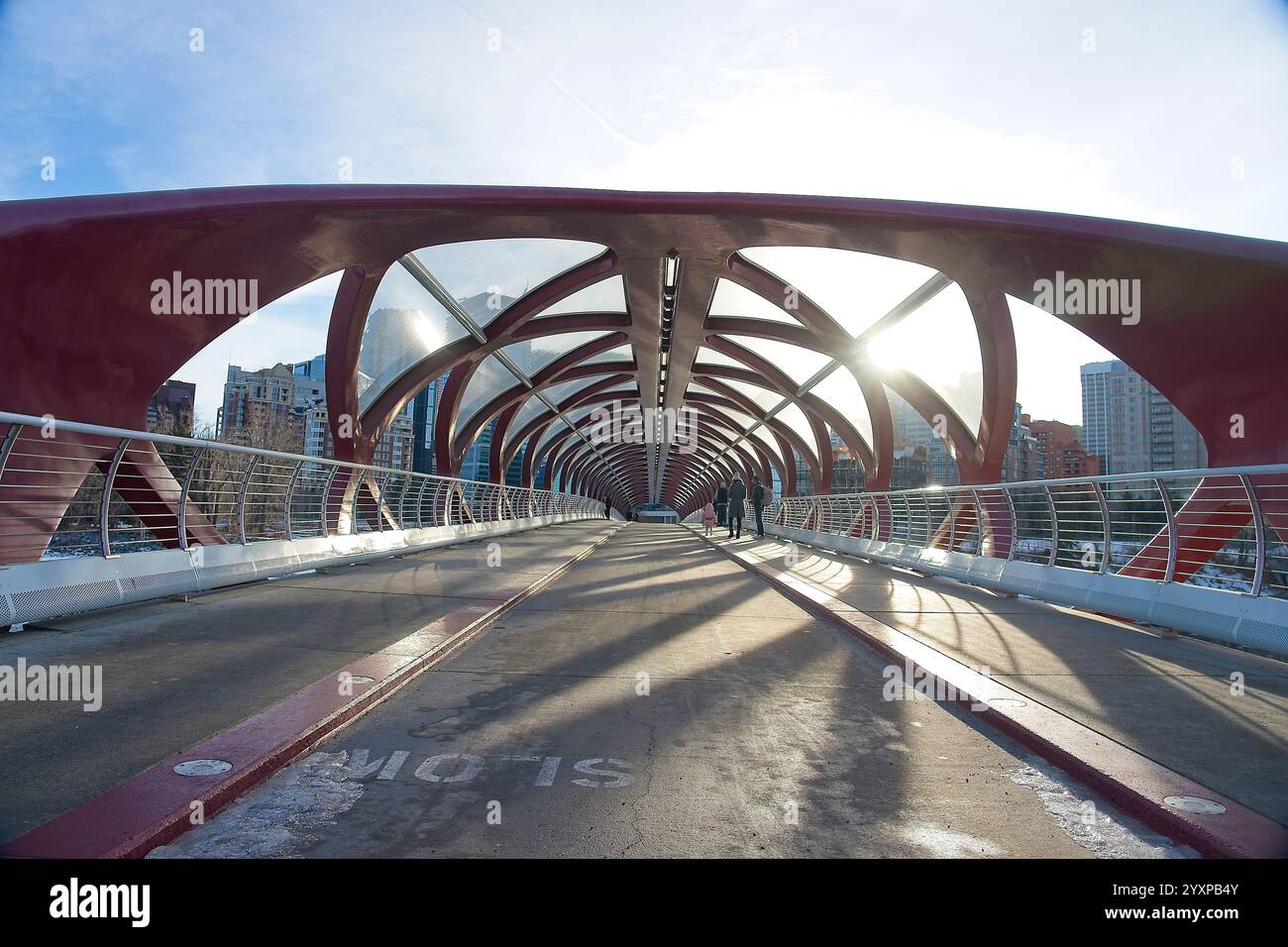 Peace Bridge by Santiago Calatrava over the Bow River to Downtown ...