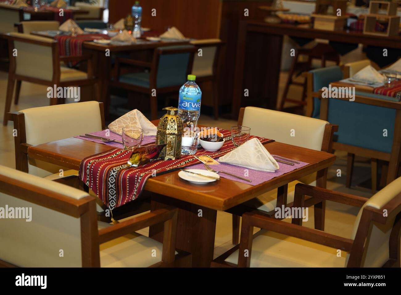 A beautifully set table in a luxurious 5-star hotel buffet in Muscat ...