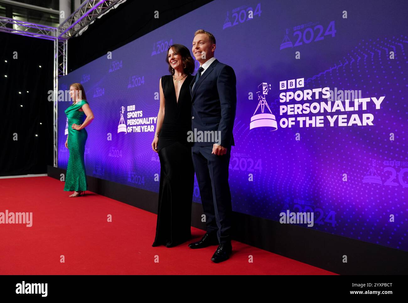 Sir Chris Hoy and Sarra Kemp arriving for the 2024 BBC Sports ...