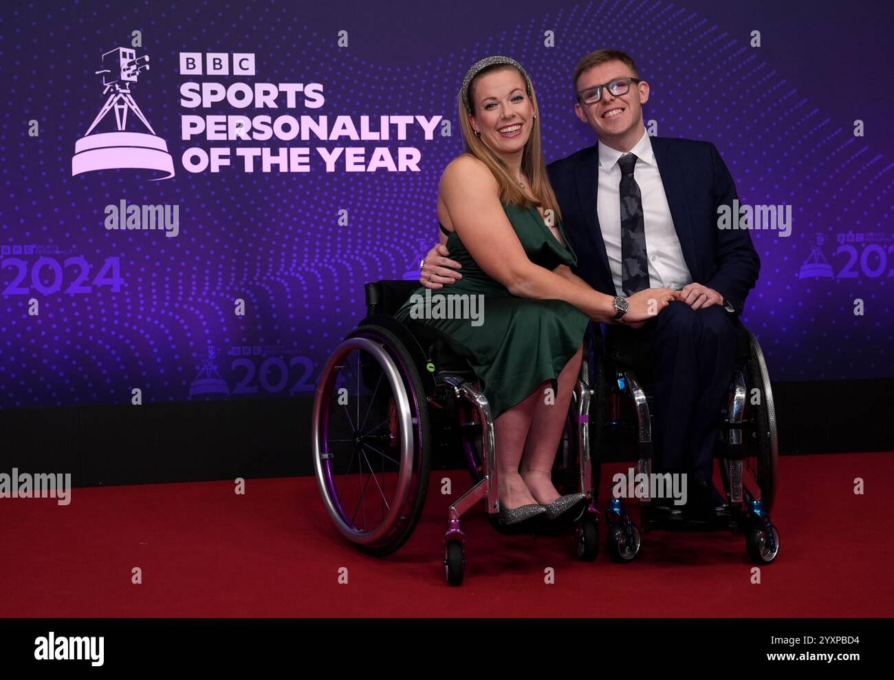 Nathan Maguire and Hannah Cockroft arriving for the 2024 BBC Sports ...
