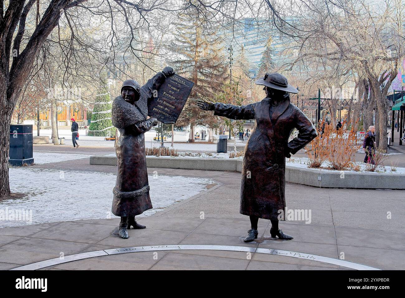 Calgary Canada - 29 December 2023 - The Famous Five Statues in Olympic ...