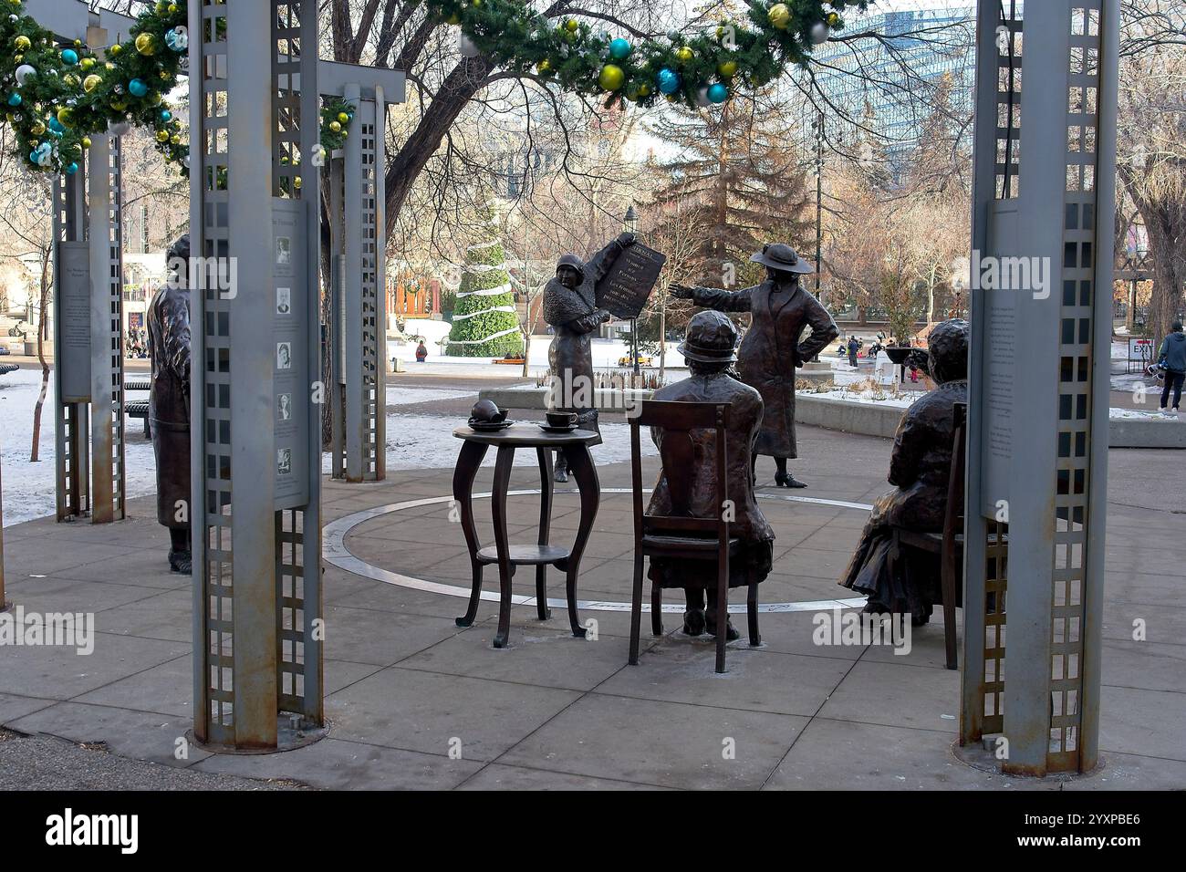 Calgary Canada - 29 December 2023 - The Famous Five Statues in Olympic ...