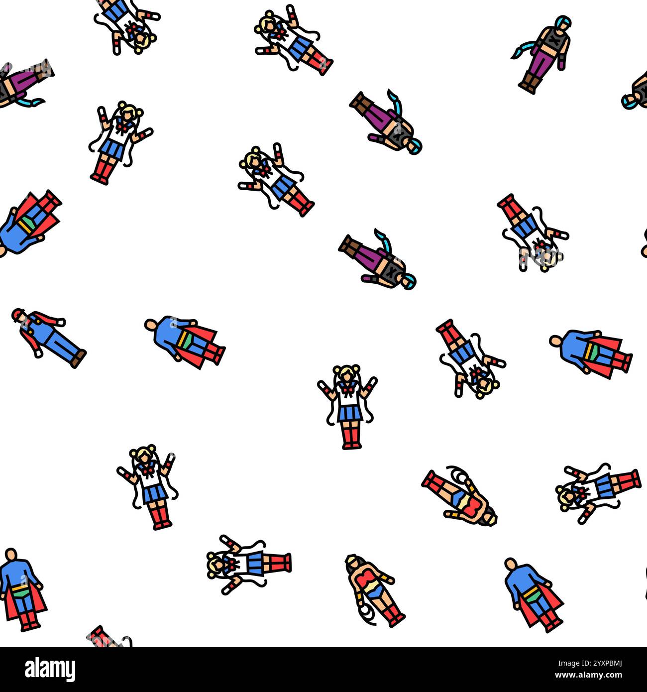 cosplay comic movie anime seamless pattern vector Stock Vector Image ...