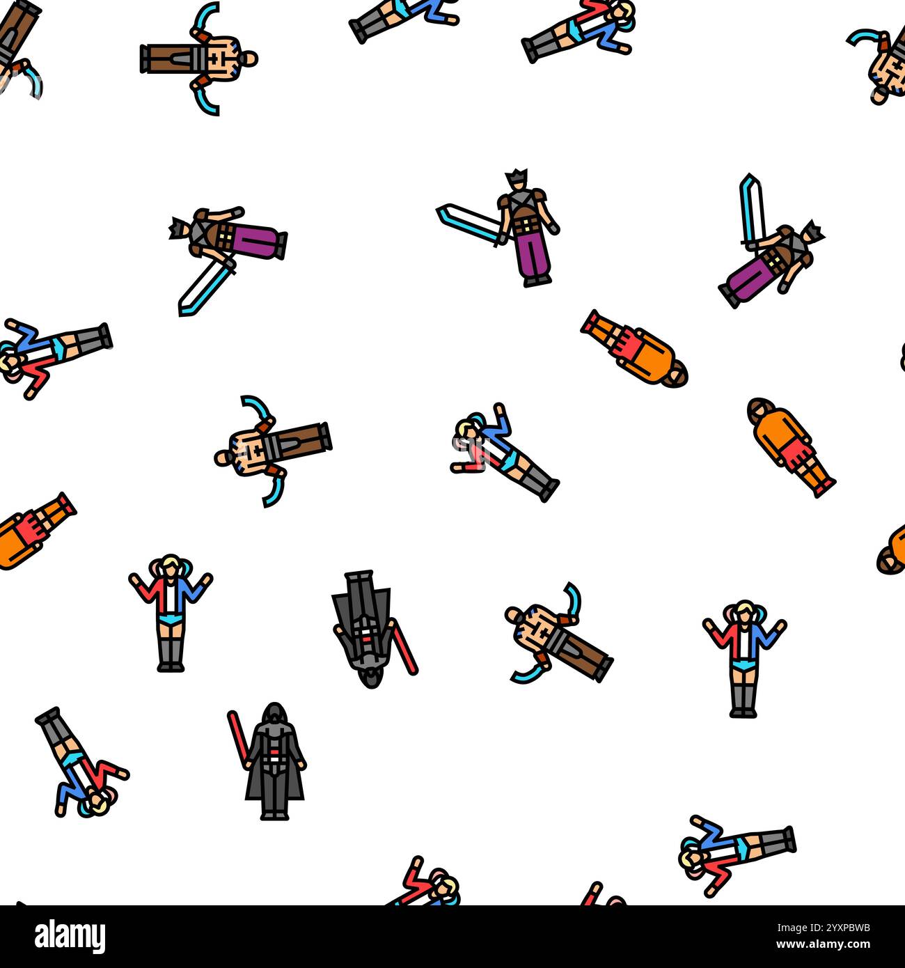 Cosplay Comic Movie Anime Seamless Pattern Vector Stock Vector Image And Art Alamy