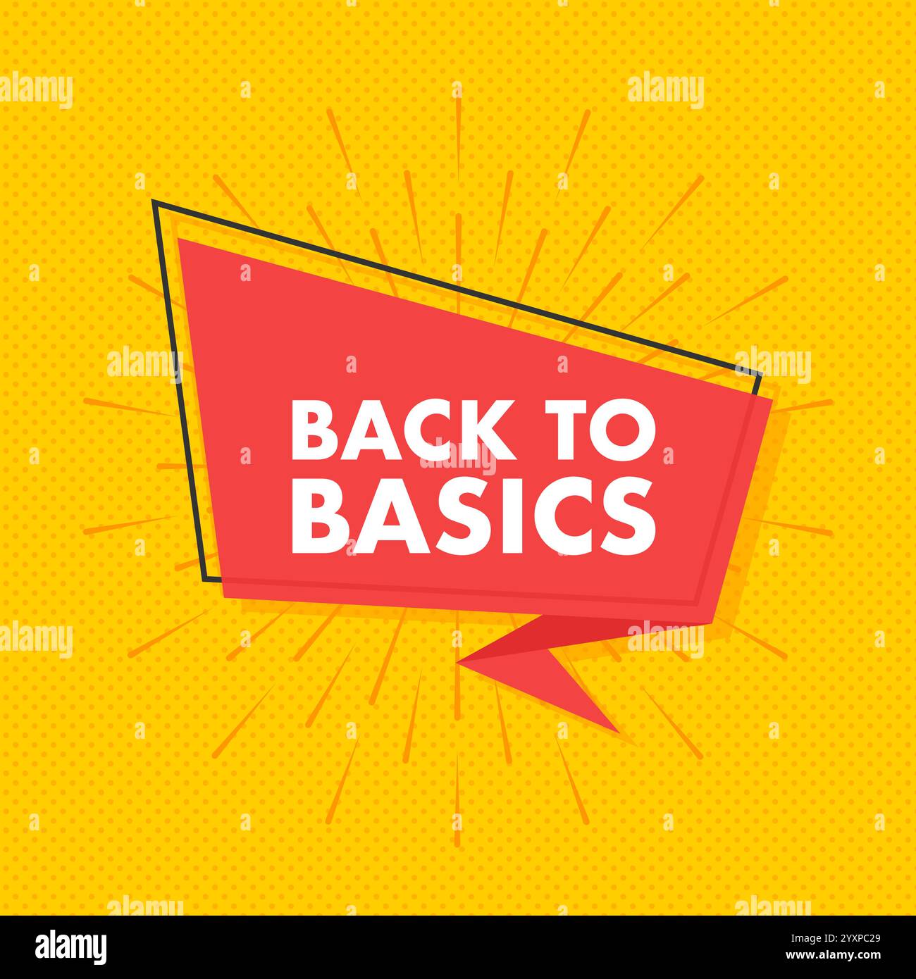 Back to basics banner over yellow background with light rays Stock ...