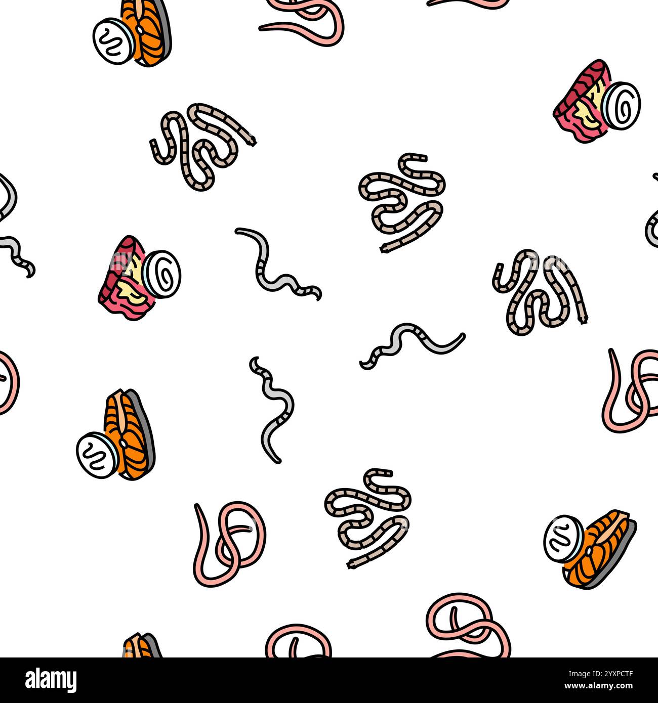 helminth worm parasite roundworm seamless pattern vector Stock Vector ...