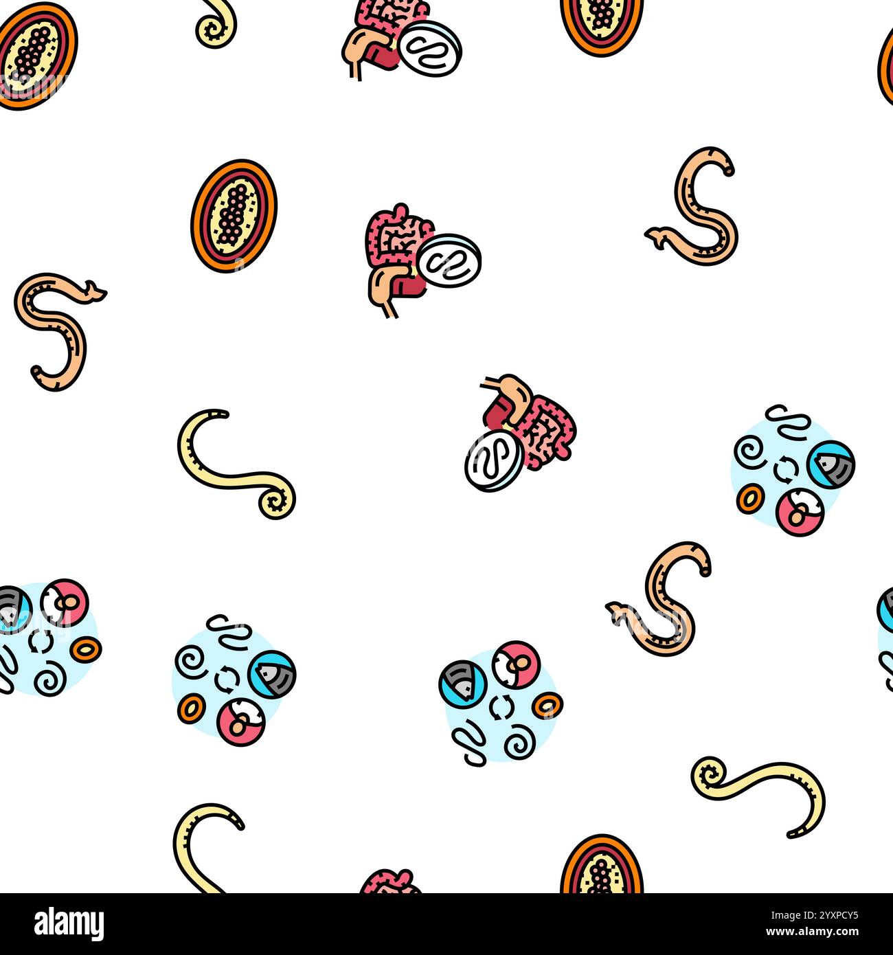helminth worm parasite roundworm seamless pattern vector Stock Vector ...