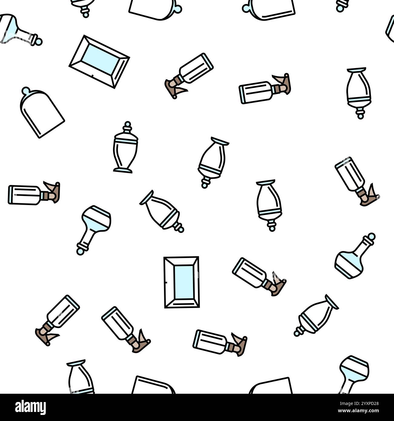 glass packaging bottle product vector seamless pattern thin line ...