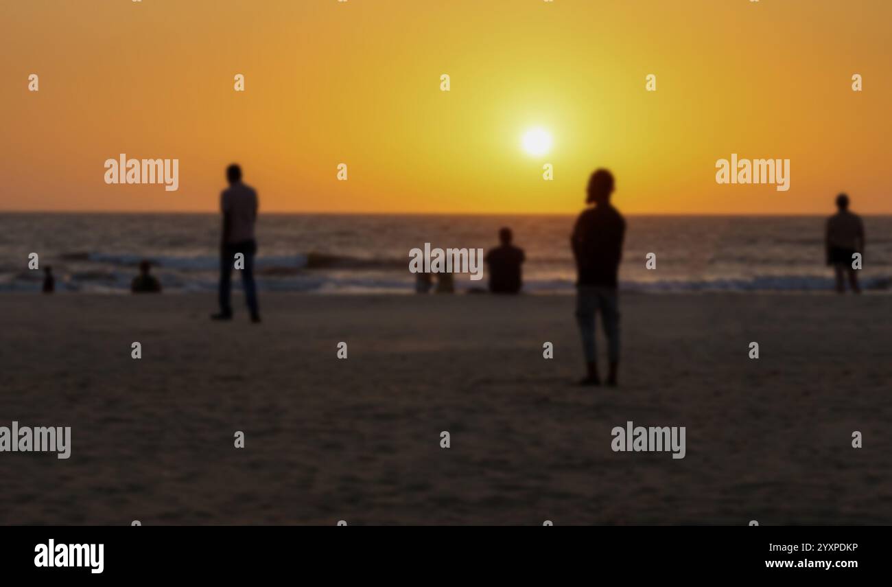 Beautiful sunset silhouettes people enjoy hi-res stock photography and ...