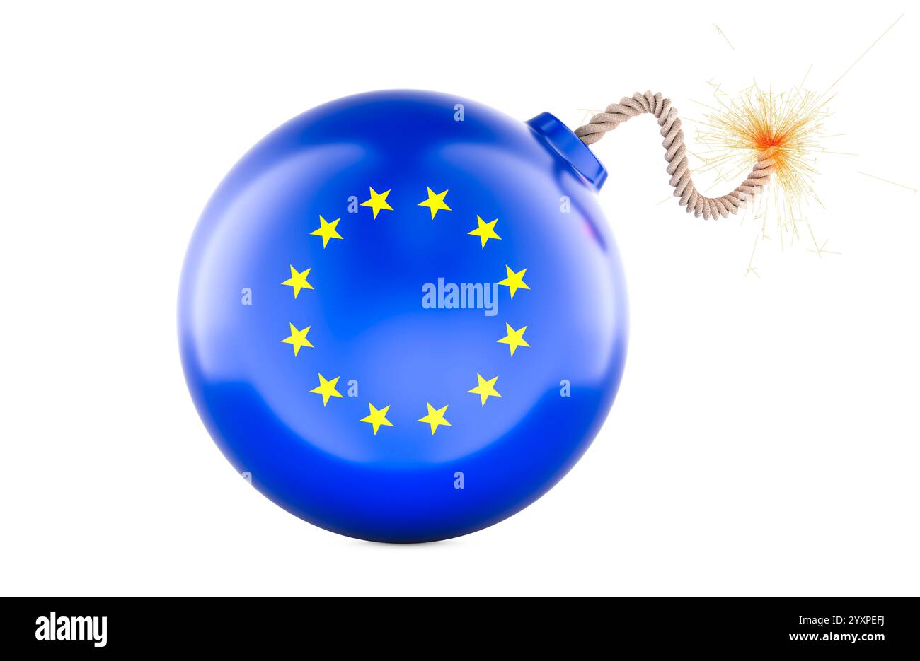 Black round bomb with the European Union flag, 3D rendering isolated on ...