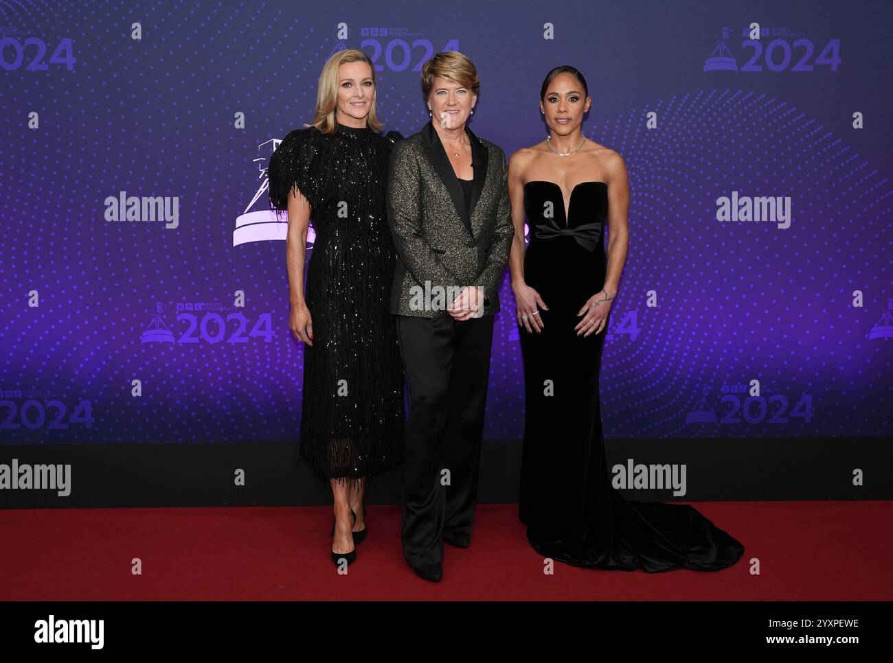 Gabby Logan, Clare Balding and Alex Scott arriving for the 2024 BBC ...