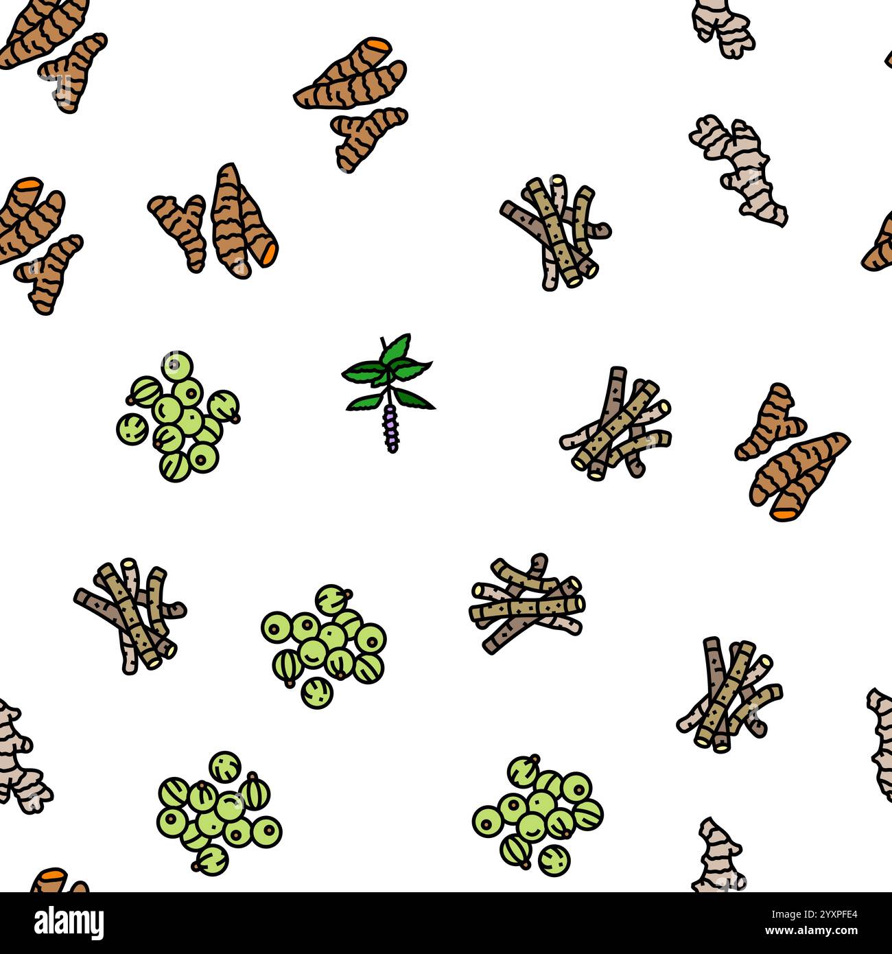 ayurvedic herbs medicine health seamless pattern vector Stock Vector ...