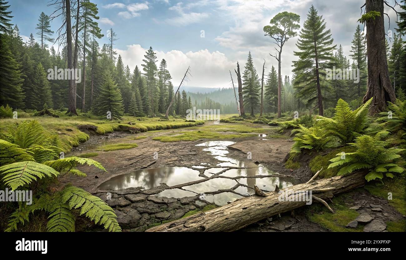 A realistic landscape from the Cretacous period Stock Photo - Alamy