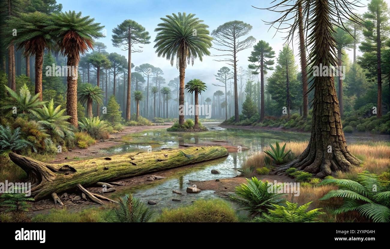 A realistic landscape from the Cretacous period Stock Photo - Alamy