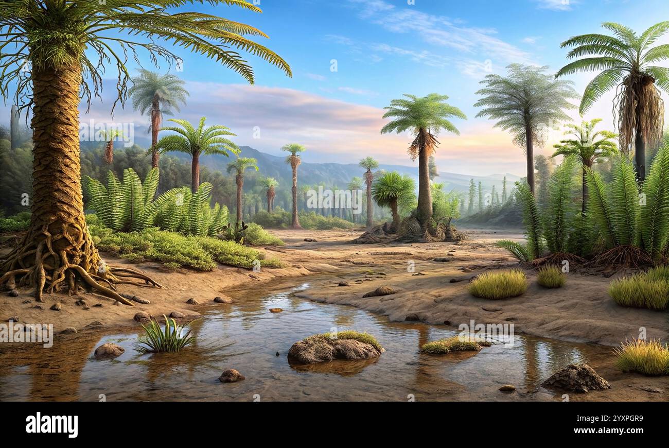 A realistic landscape from the Triassic period Stock Photo - Alamy