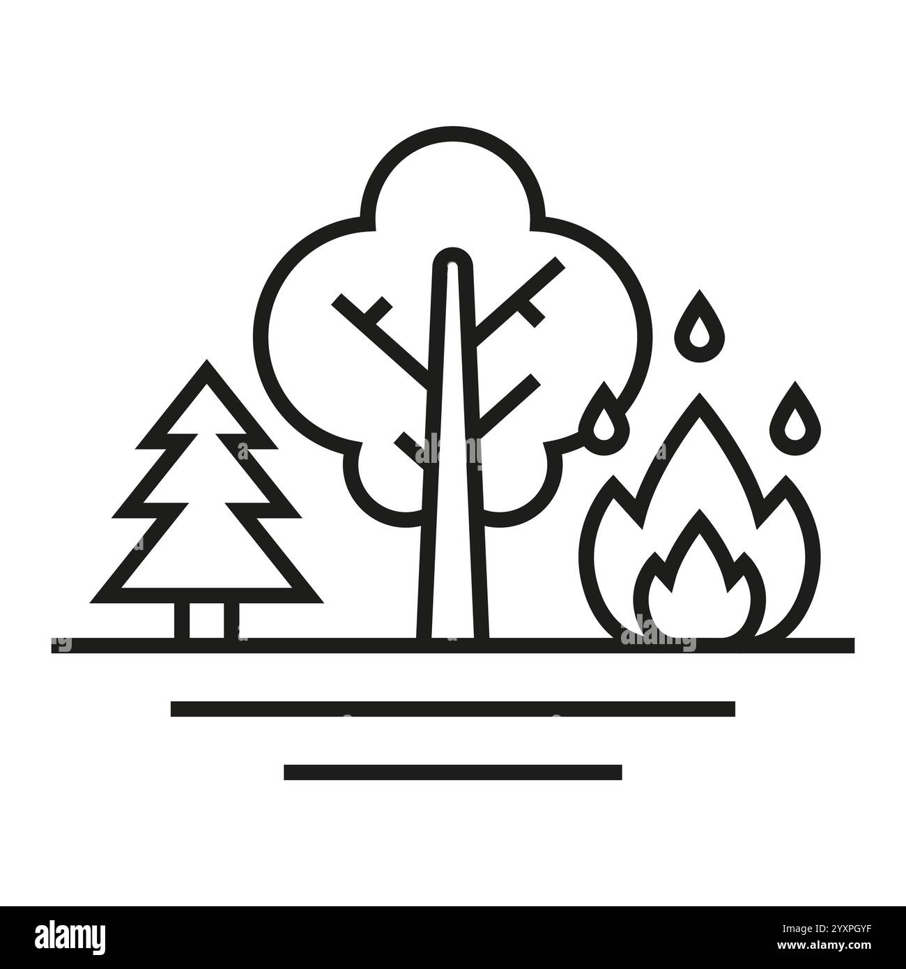 linear icon fire in the forest. making a fire in nature Stock Vector ...