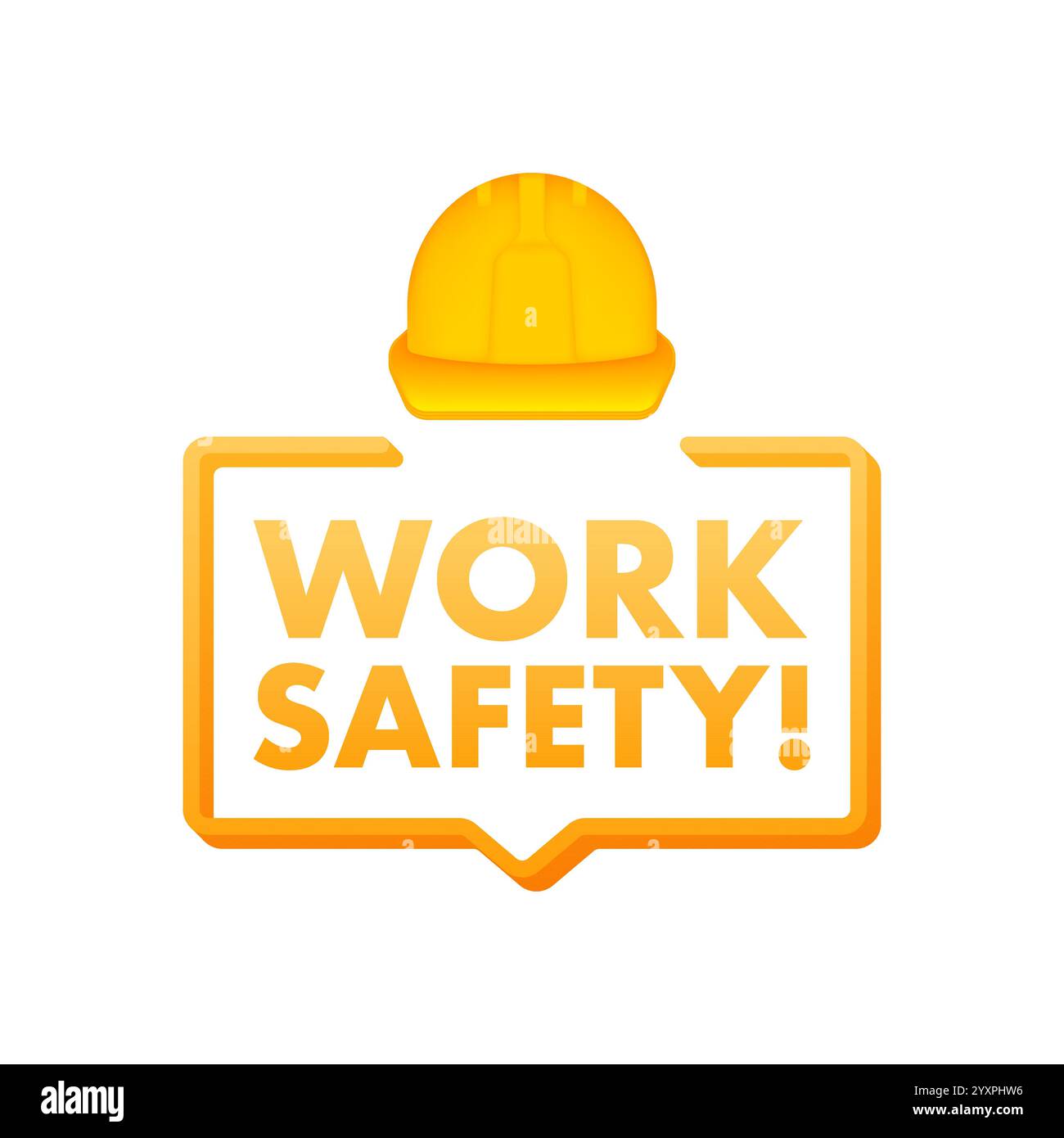 Work safety sign promoting workplace security with hard hat icon Stock ...